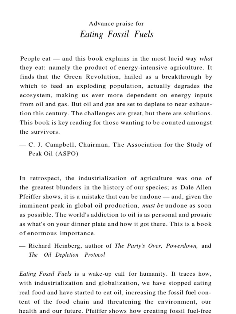 Eating Fossil Fuels (Peak Oil) - Dale Allen Pfeiffer | PDF ...