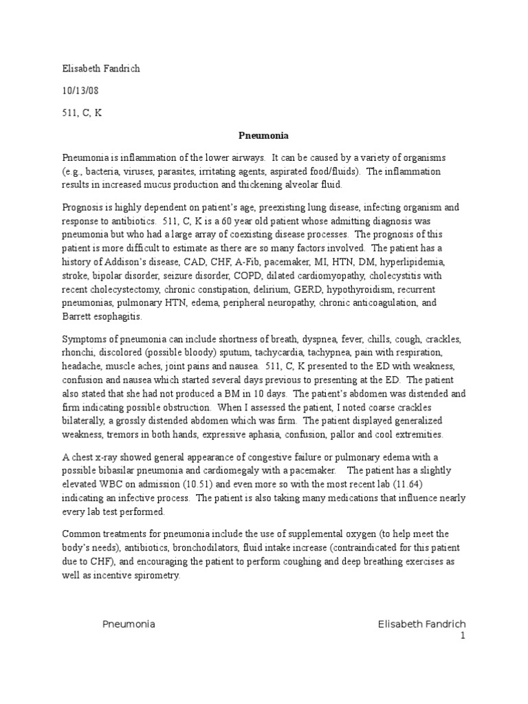 Pneumonia Short Patho | PDF | Pneumonia | Heart Failure