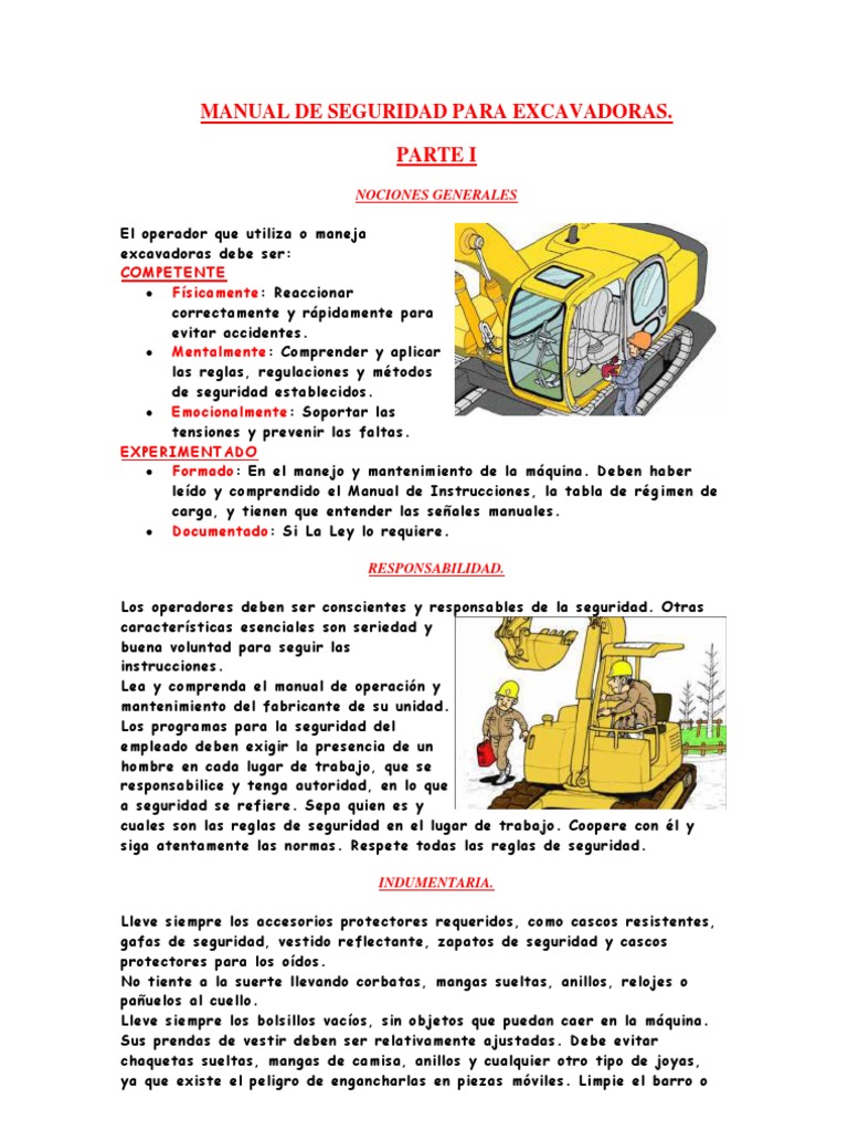 Manual de Seguridad para Excavadoras | PDF | Neumático | Science
