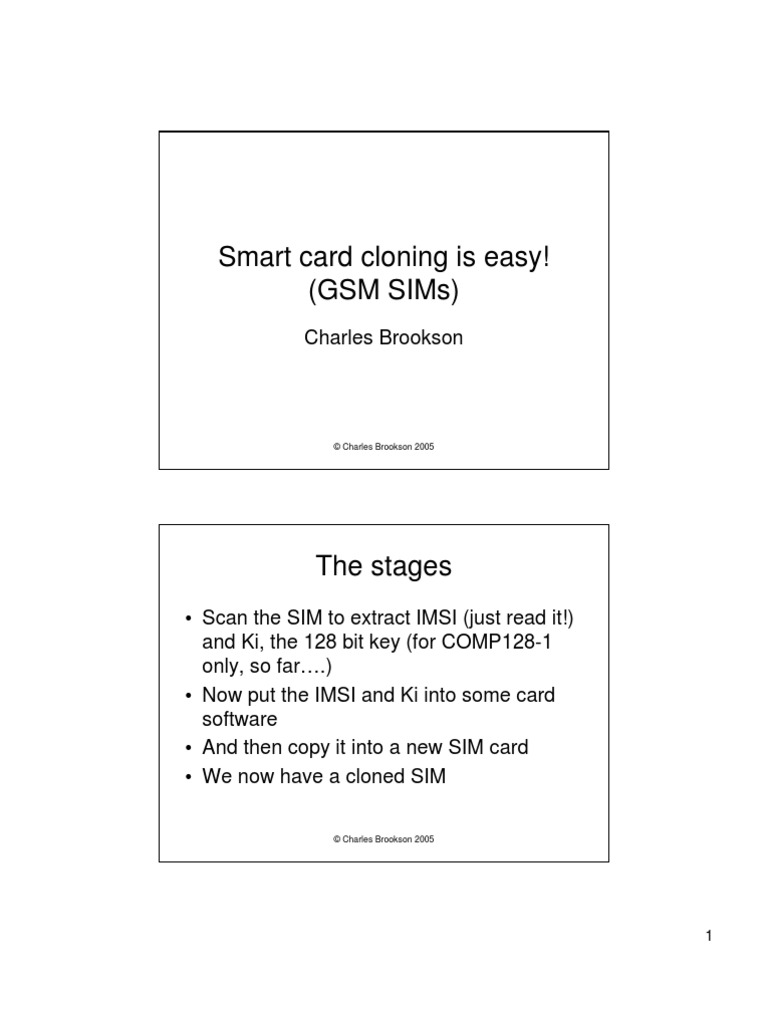 Smart Card Cloning Is Easy! (GSM Sims) : Charles Brookson | PDF