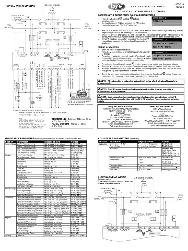 Typical Wiring Diagram: 5320 Installation Instructions | PDF | Mains ...