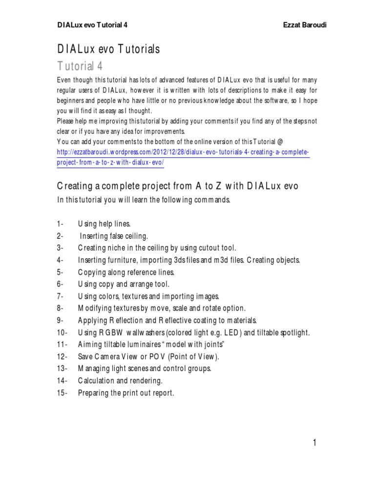 Dialux Evo Tutorial 04 Ezzat Baroudi Creating A Complete Project PDF | PDF | Rendering (Computer ...