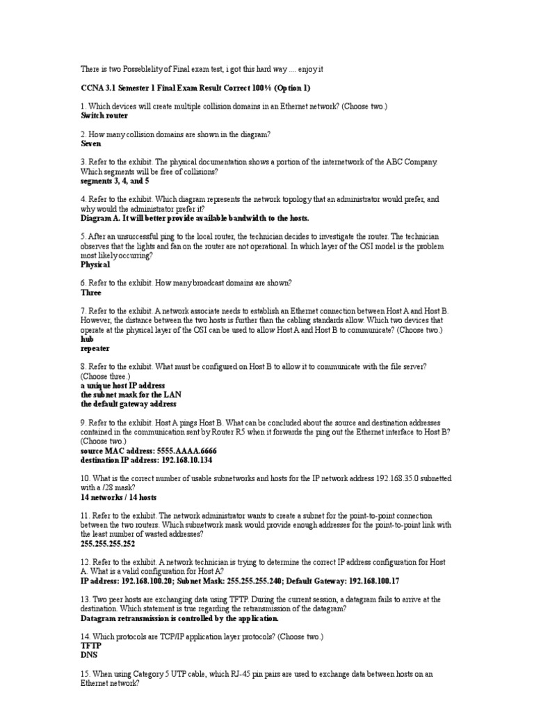 CCNA Module 1 FinAl DUmPS | PDF | Network Switch | Computer Network