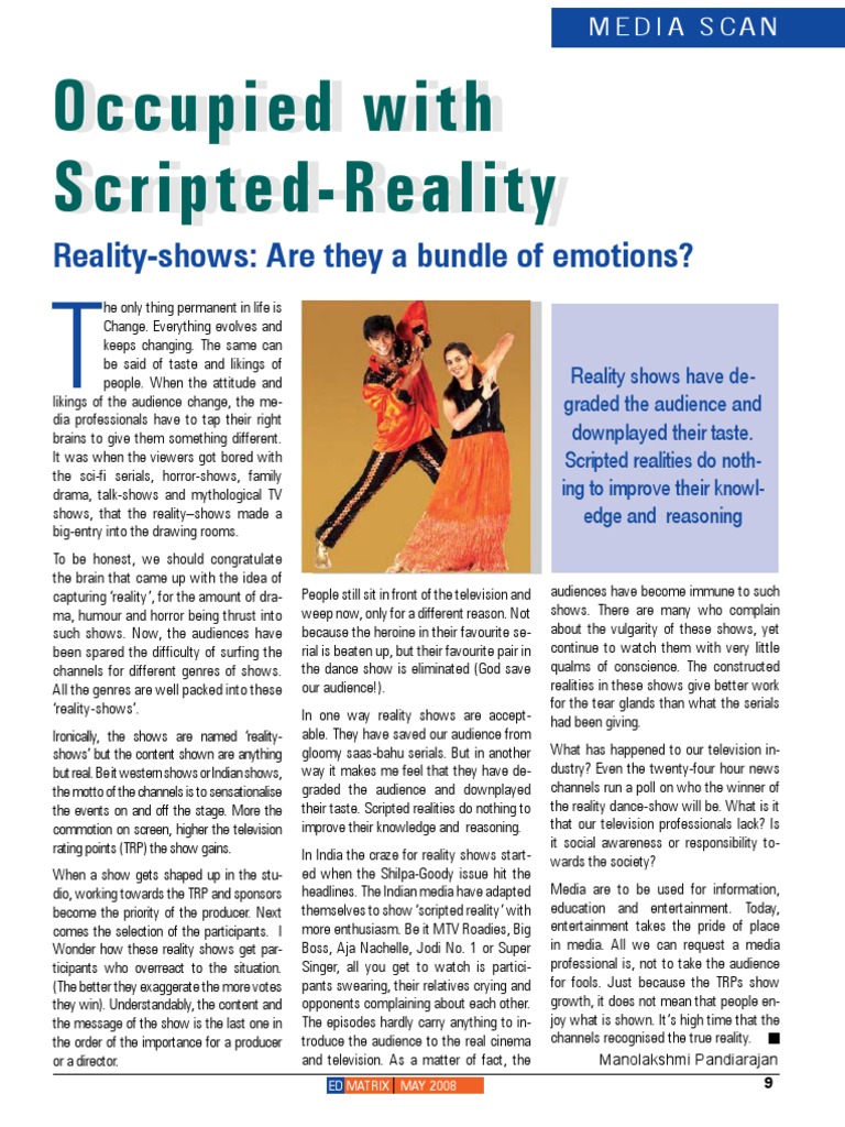 Occupied With Scripted-Reality: Reality-Shows: Are They A Bundle of ...