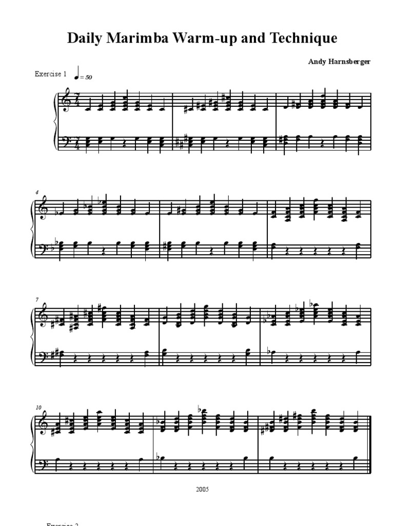 Daily Marimba Warm-Up and Technique-1 | PDF | Pitch (Music) | Musicology