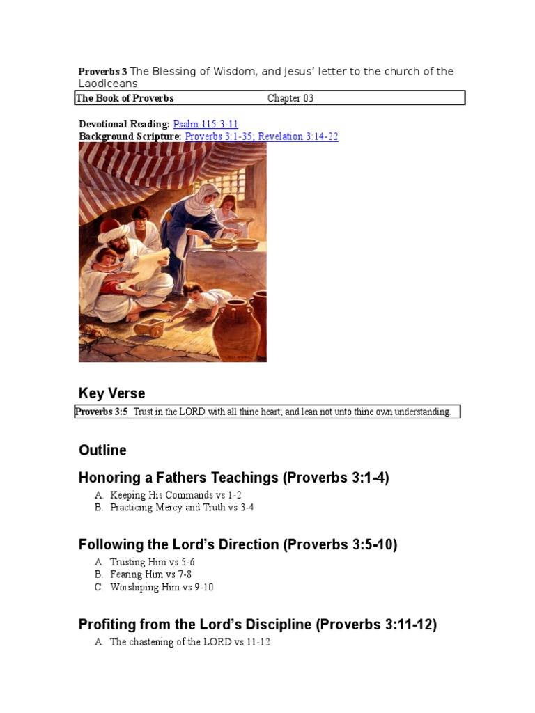 Key Verse: Proverbs 3 The Book of Proverbs Devotional Reading ...