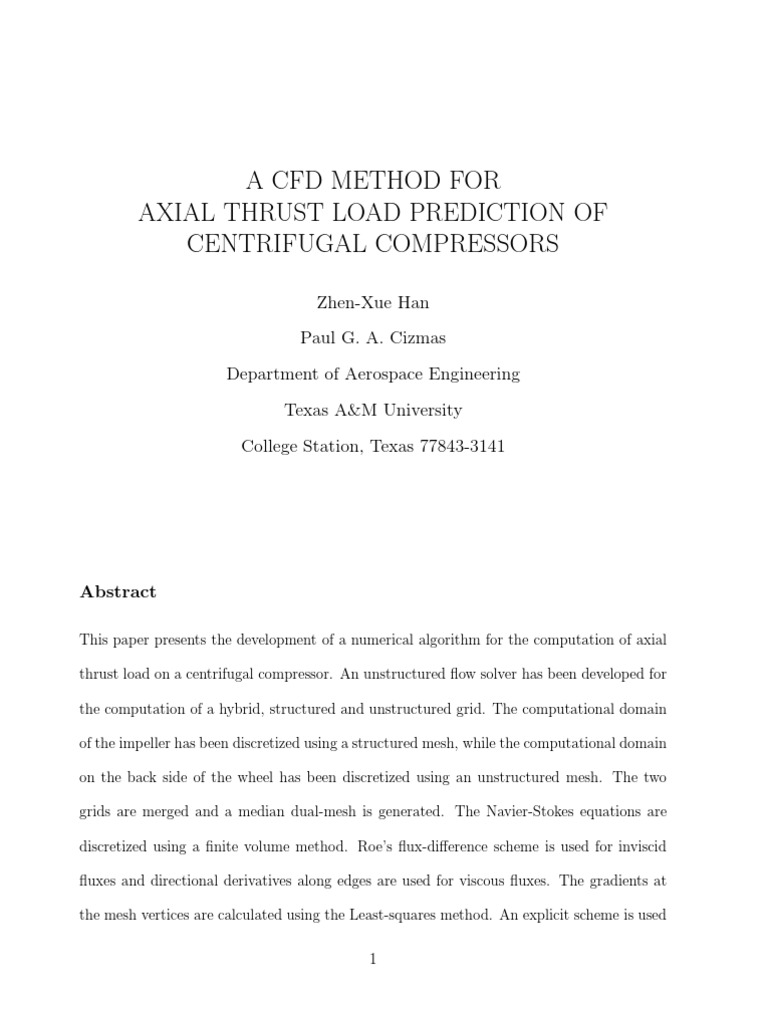 Axial Thrust Load Prediciton of Centrifugal Compressors | PDF | Navier ...