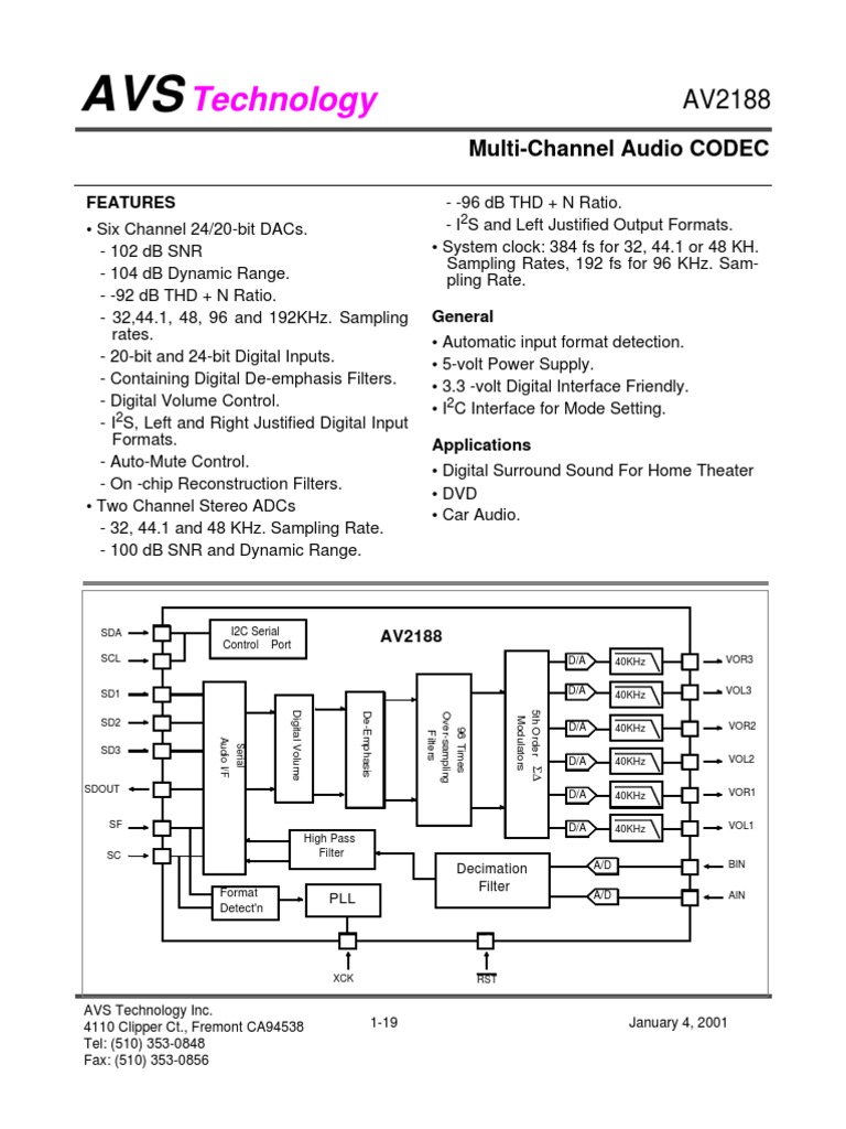 Technology: Multi-Channel Audio CODEC | PDF | Analog To Digital ...