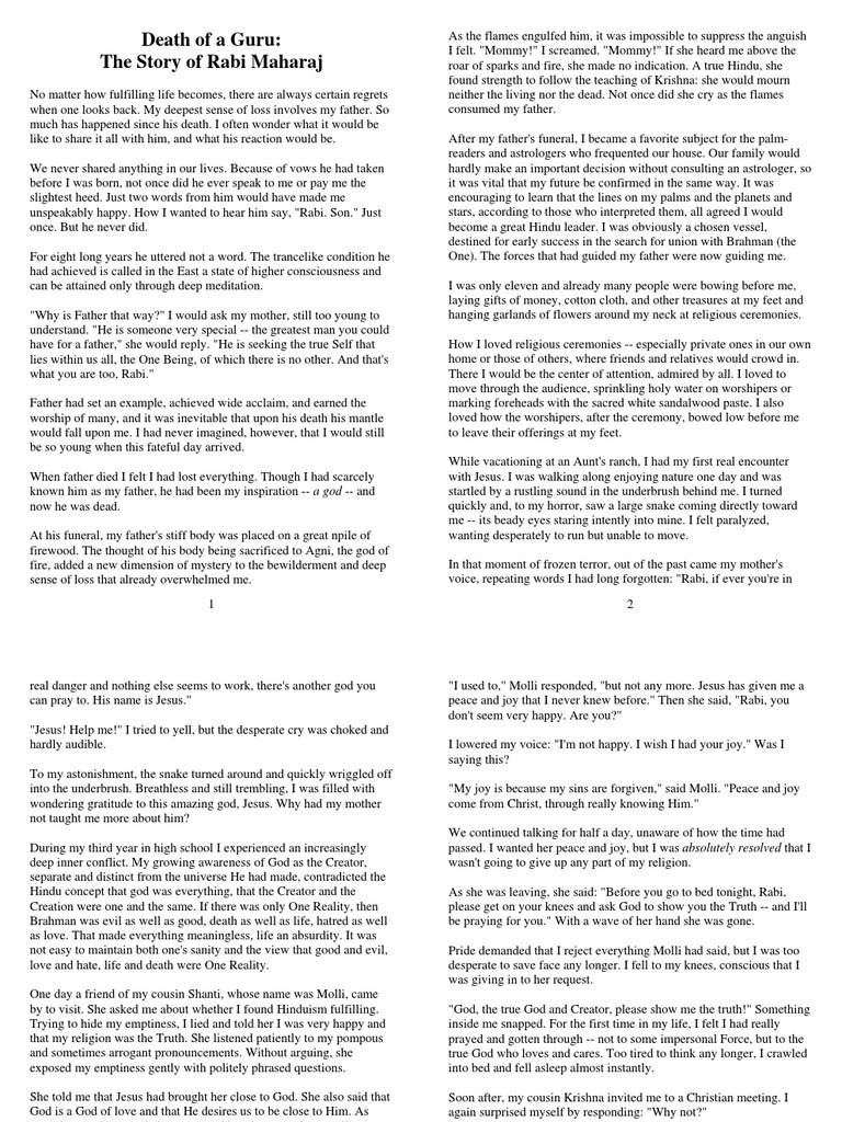 Death of A Guru Hindu | PDF | Creator Deity | Jesus