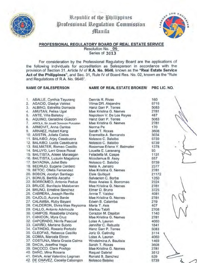 PRBRES Resolution 06 2013 (Accredited Real Estate Salespersons) 136 ...