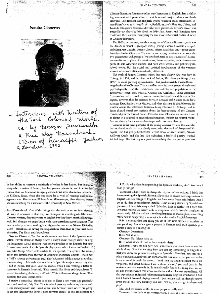 Sandra Cisneros: Chicana Literature Insights | PDF | Chicano