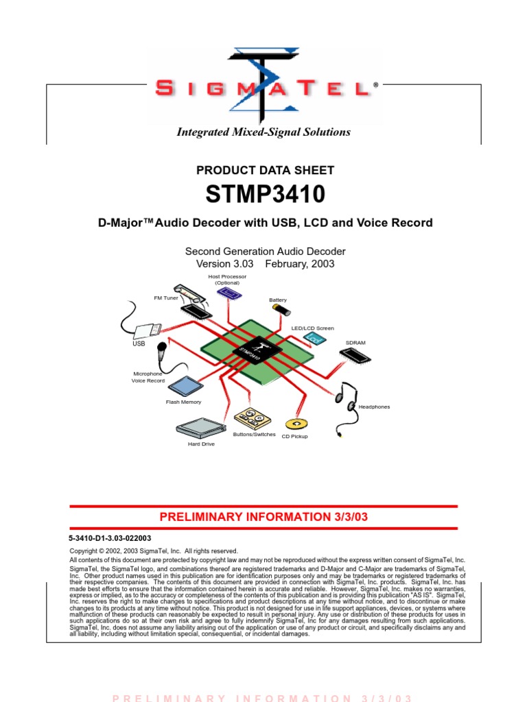 STMP3410: Integrated Mixed-Signal Solutions | Download Free PDF | Booting | Random Access Memory