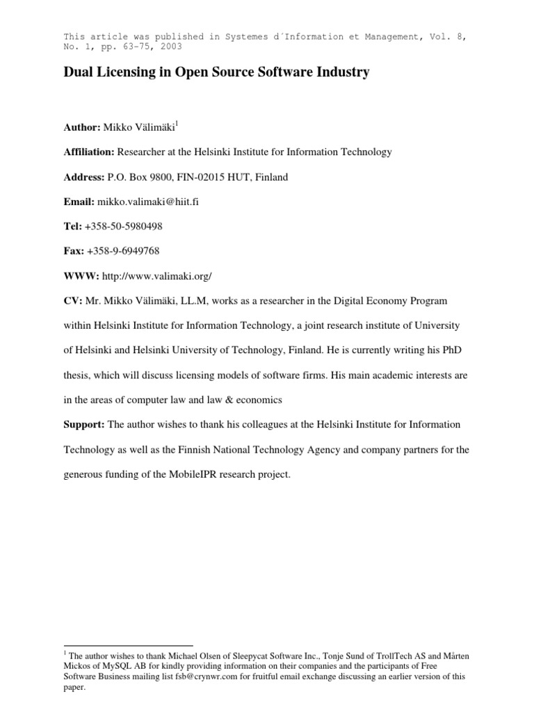 Dual Licensing | PDF | Free Software | Proprietary Software