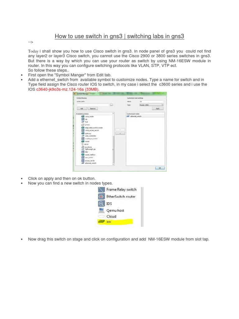 Configuring Cisco Switch in GNS3 | PDF | Network Switch | Routing