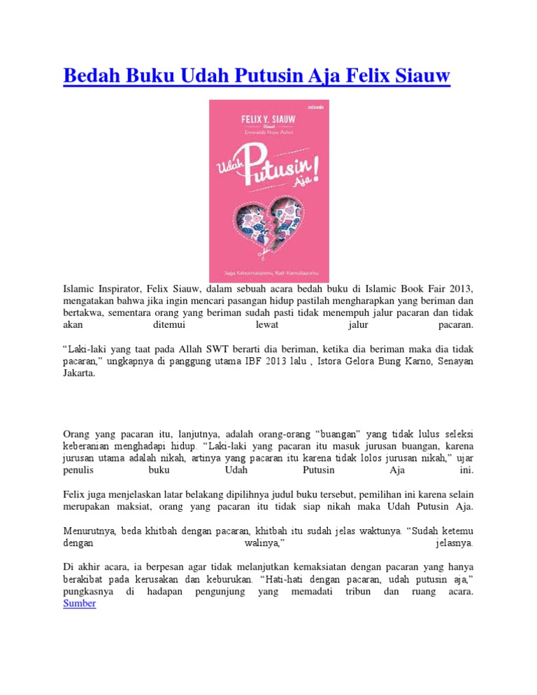 Bedah Buku Udah Putusin Aja Felix Siauw | PDF