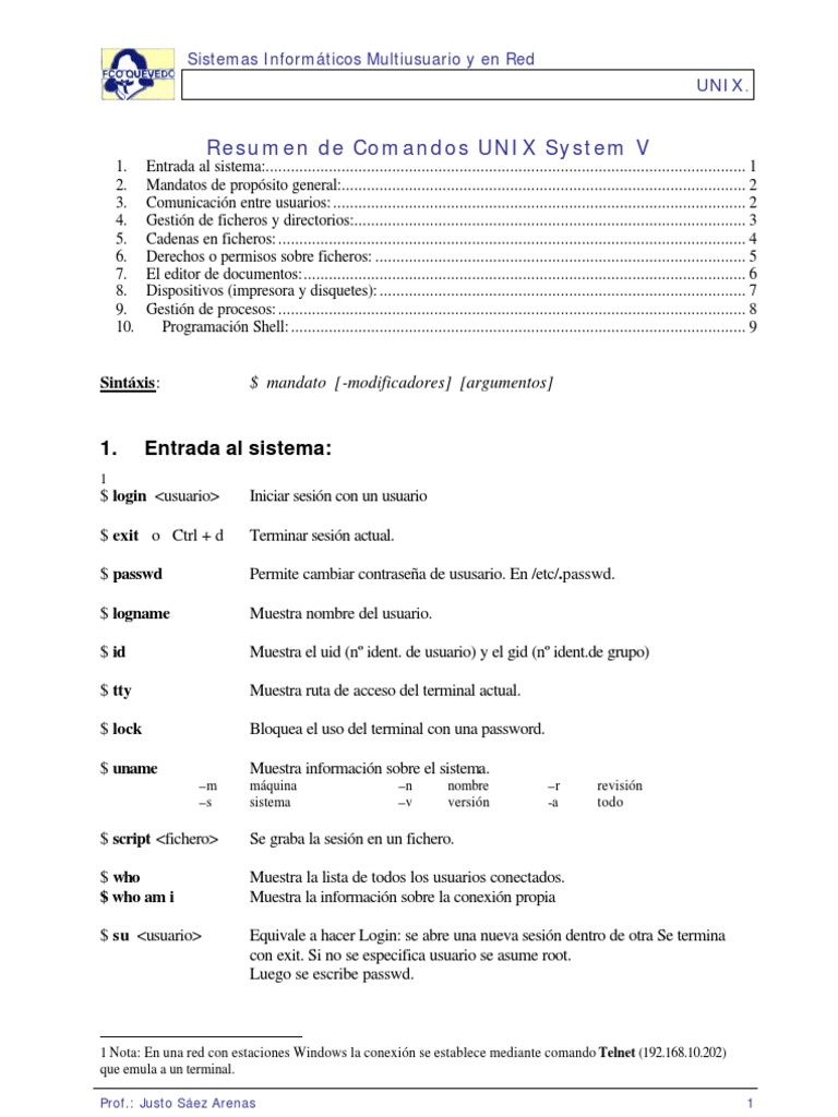 UNIX Resumen Comandos | PDF | Correo electrónico | Archivo de computadora
