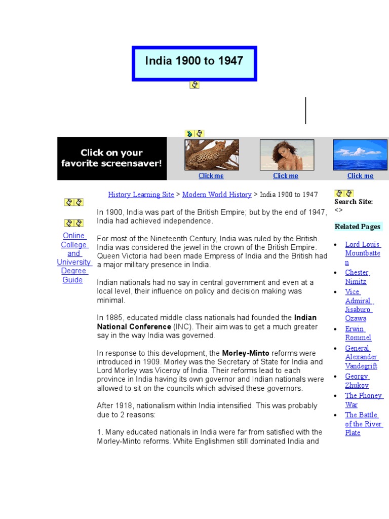 India 1900 To 1947 | PDF | Mahatma Gandhi | British Raj