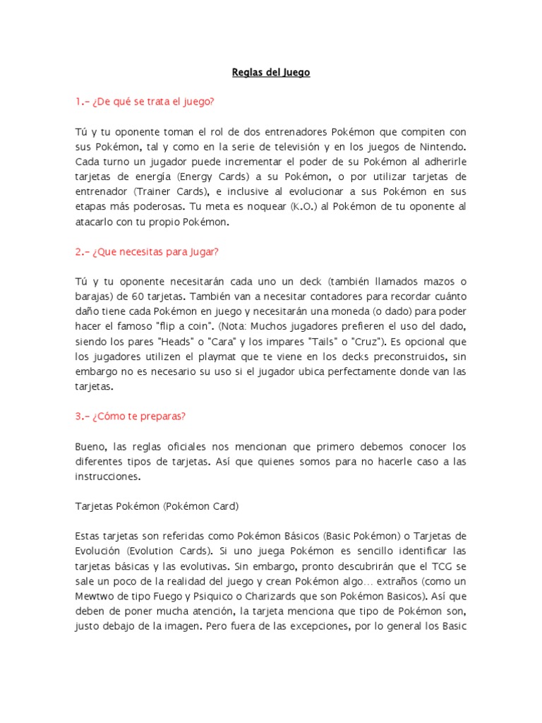 Reglas de Pokemon TCG | PDF | Pokémon | Formas de vida ficticias
