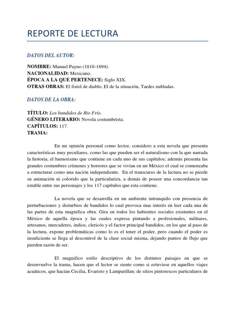 Reporte de Lectura | PDF | Novelas | México