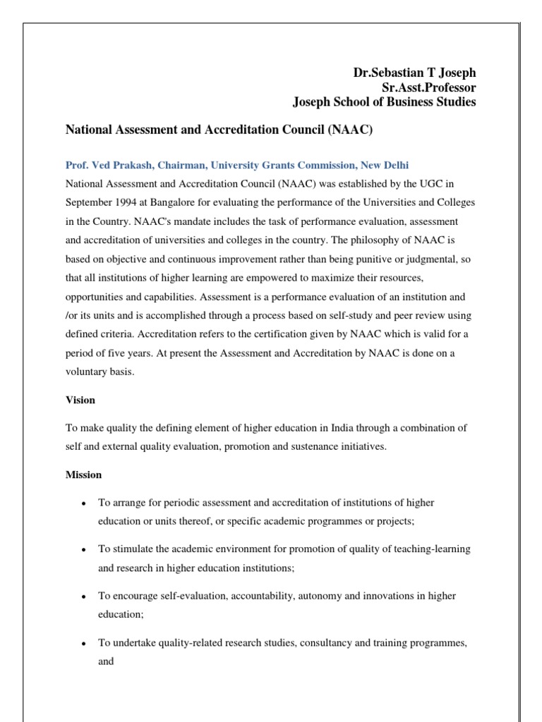 National Assessment and Accreditation Council (NAAC) | PDF