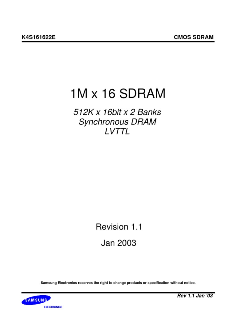 CMOS SDRAM Technical Specs | PDF | Dynamic Random Access Memory ...