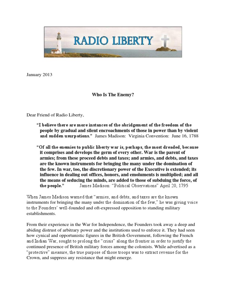 Who Is The Enemy? - William Grigg | PDF | Arms Control | Reconstruction Era