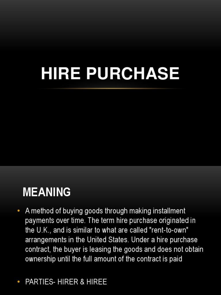 Hire Purchase Explained: Key Differences | PDF | Law