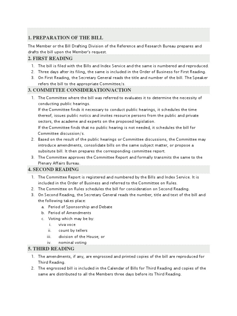 Preparation of The Bill | PDF | Bill (Law) | Veto