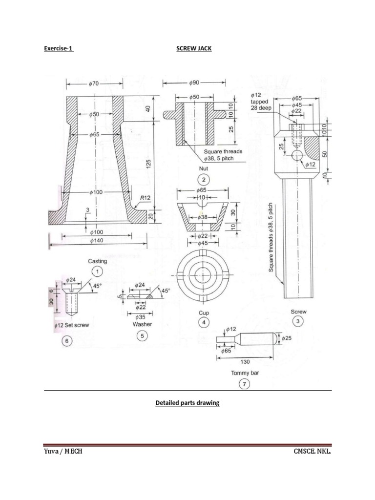 Cad Lab Drawings | PDF | Mechanical Engineering | Manufactured Goods