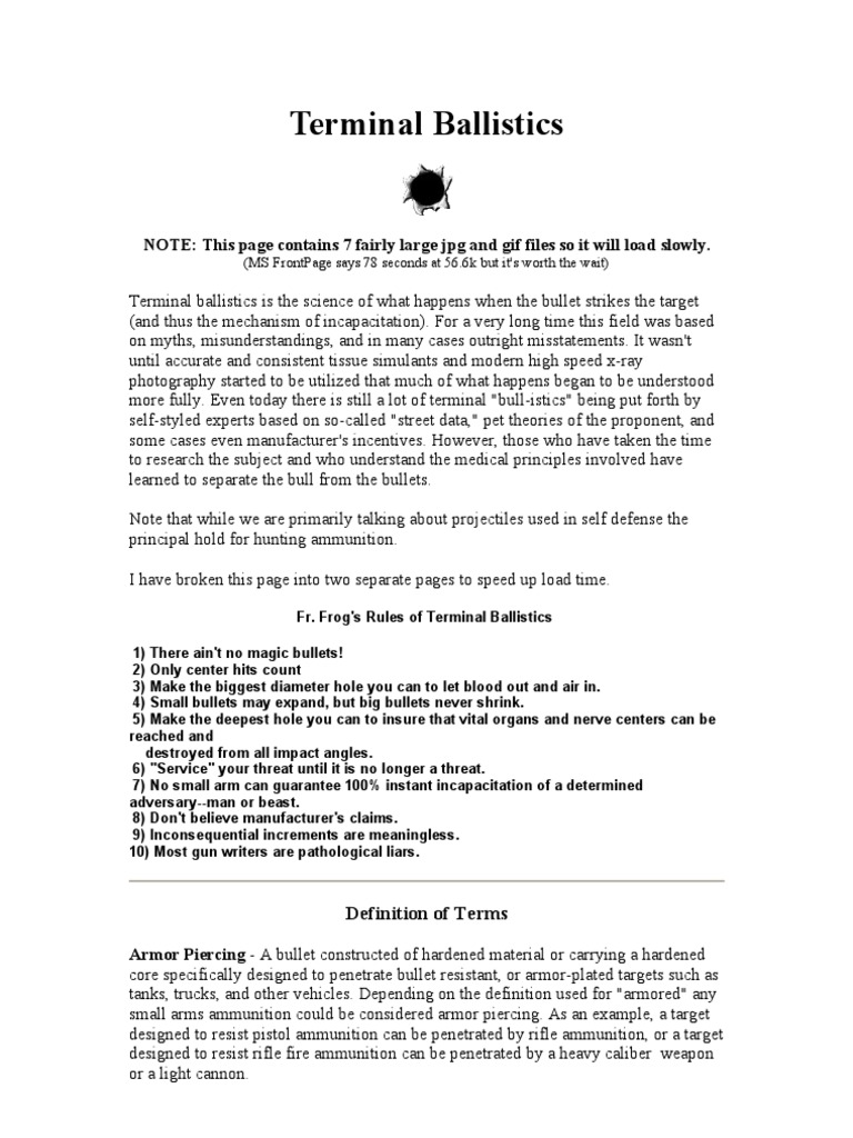 Terminal Ballistics | PDF | Bullet | Projectile Weapons