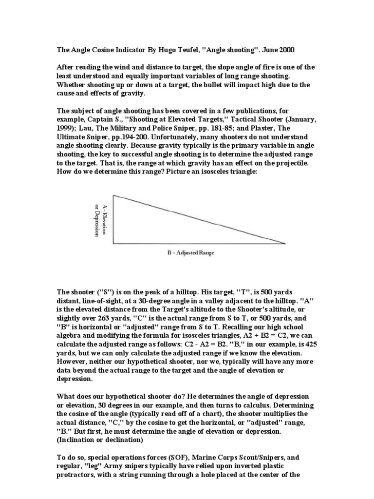 The Angle Cosine Indicator by Hugo Teufel | PDF | Sniper | Telescopic Sight