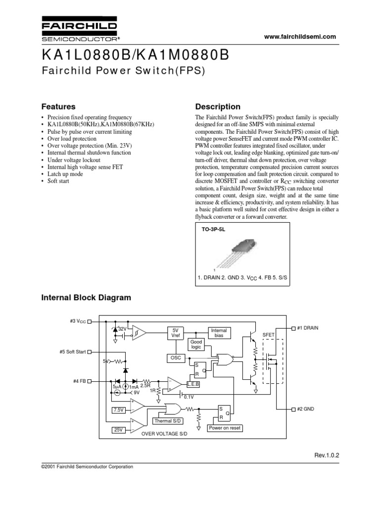 KA1L0880B/KA1M0880B: Fairchild Power Switch (FPS) | PDF | Field Effect Transistor | Mosfet