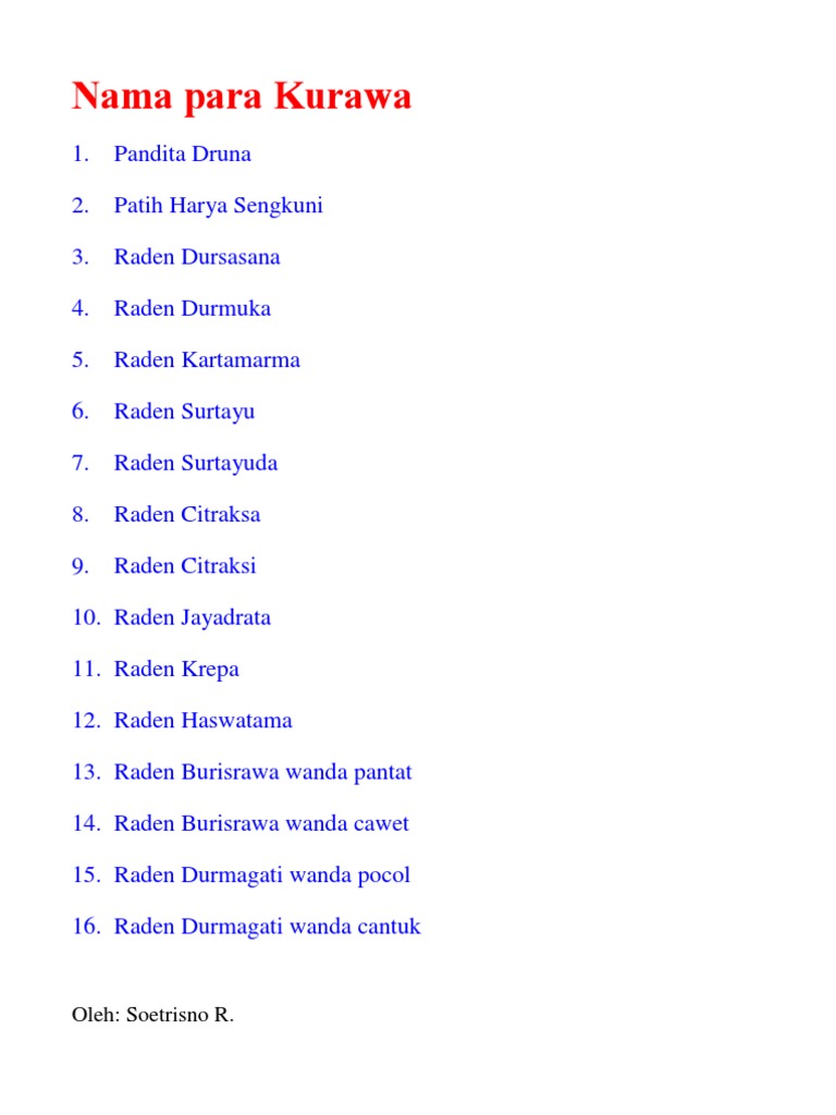 Nama para Kurawa | PDF