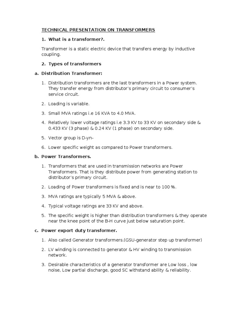 Technical Presentation On Transformers | PDF | Electric Power ...