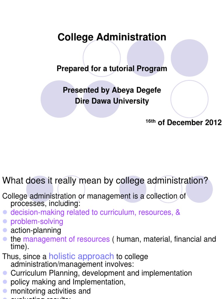 College Administration Presentation | PDF | Educational Technology ...