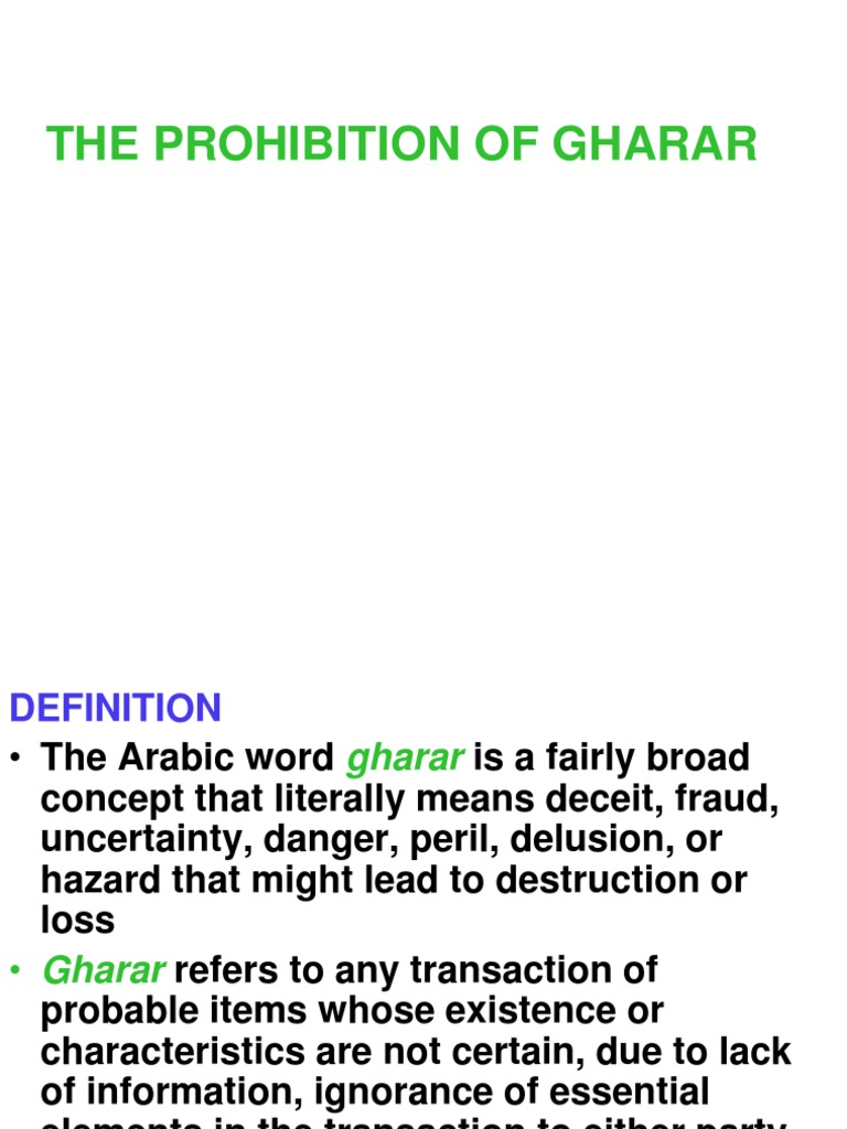 Gharar | Insurance | Economies