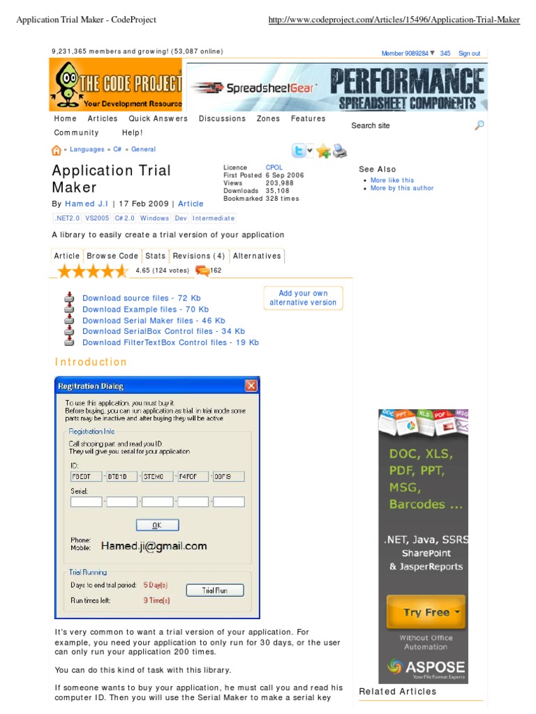 Application Trial Maker - CodeProject | PDF | String (Computer Science) | Computer File