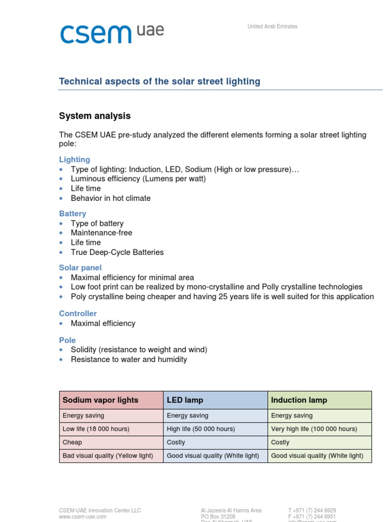 Solar Street Lighting Solutions in UAE | PDF | Technology & Engineering