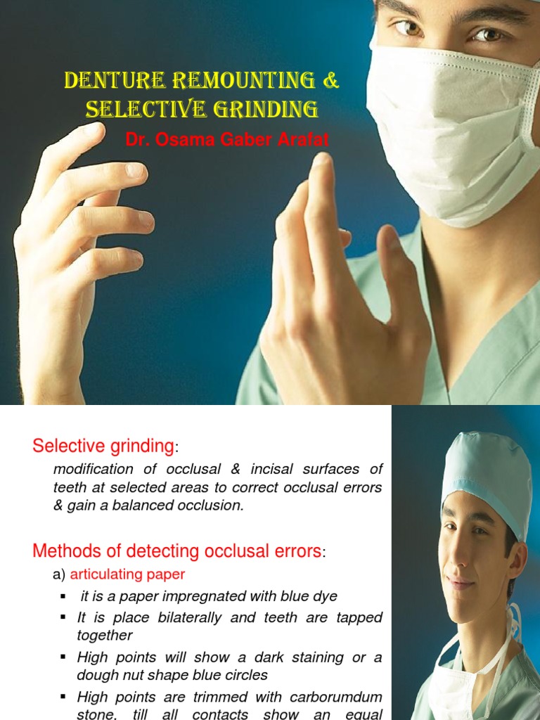 Denture Remounting Selective Grinding DR Osama | PDF | Dentures | Mouth