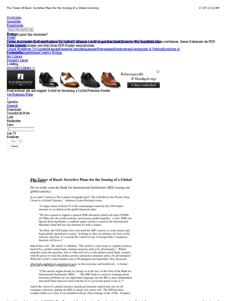 The Tower of Basel: Secretive Plans For The Issuing of A Global ...