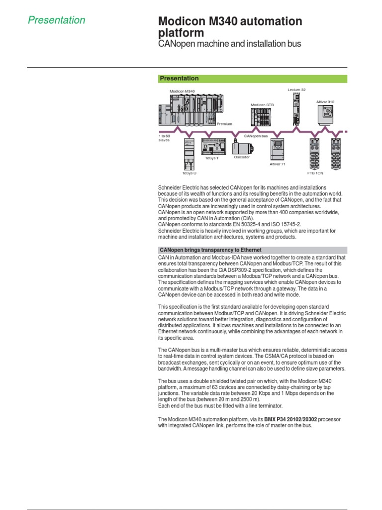 Modicon M340 Automation | PDF | Computer Network | Transmission Control ...