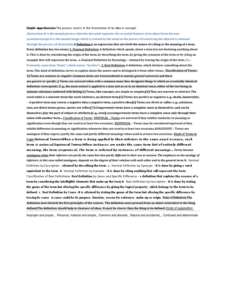 Simple Apprehension | PDF | Definition | Idea