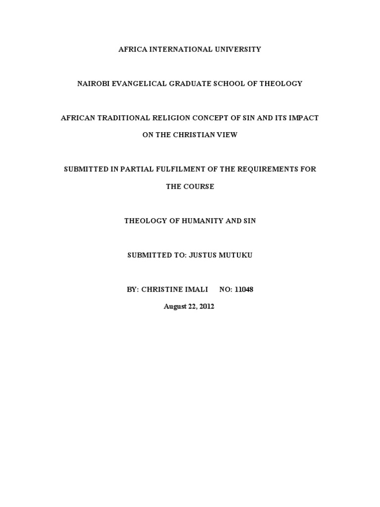 African Sin Concepts vs. Christianity | PDF | Sin | Theology