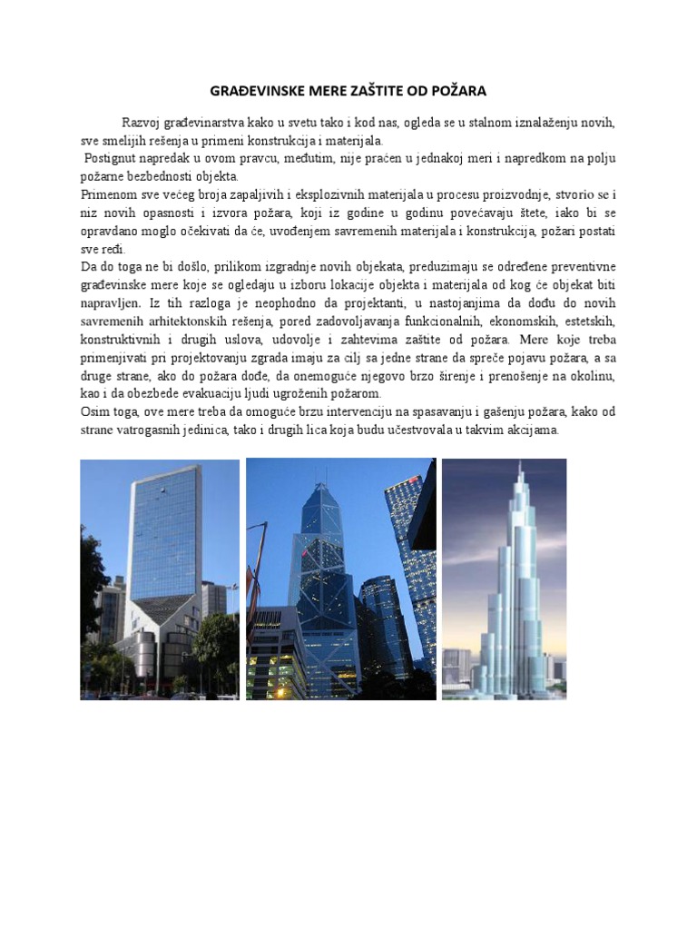 Gradjevinske Mere Zastite Od Pozara | PDF