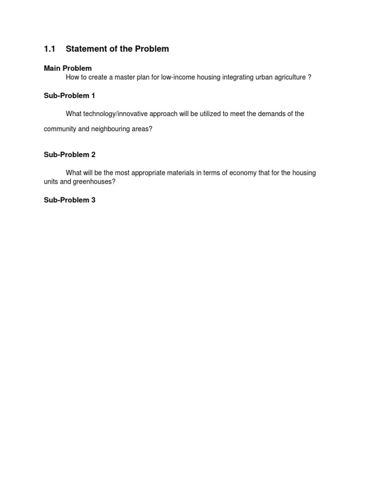 Statement of The Problem Sample For Architectural Thesis 1 | PDF ...