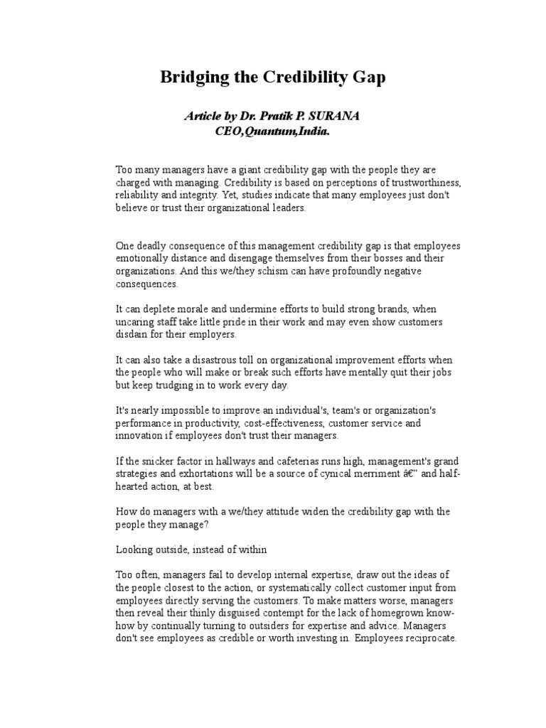Bridging The Credibiasdadity Gap | PDF | Motivation | Motivational