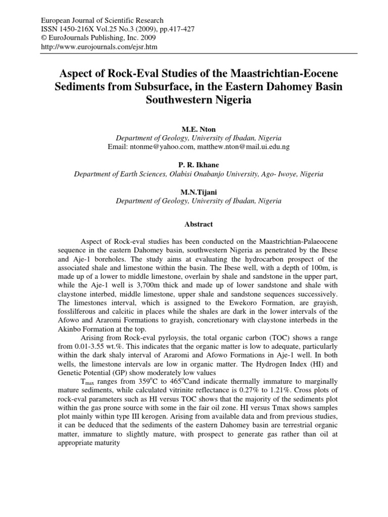 Bitumen Dahomey | Sedimentary Basin | Shale