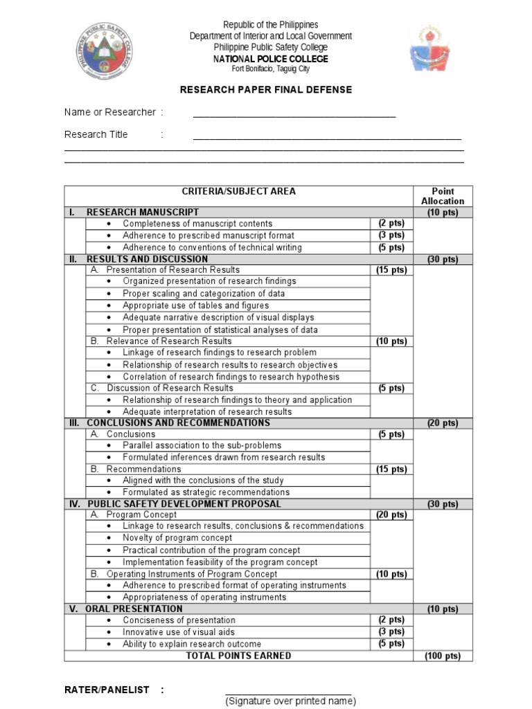 Research Paper Rating Sheet | PDF