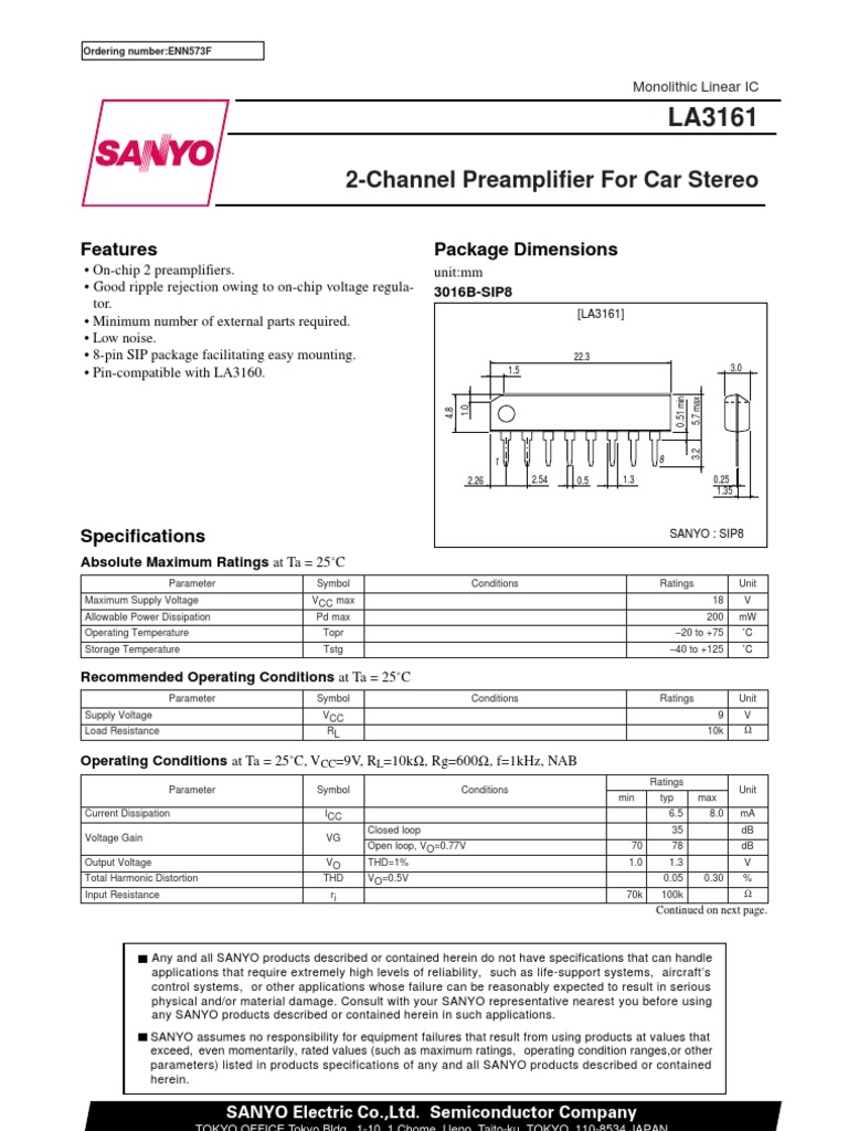 2-Channel Preamplifier For Car Stereo: Package Dimensions Features ...