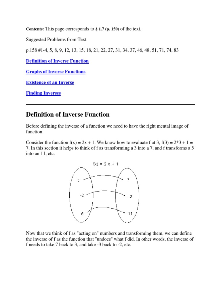 Definition of Inverse Function | PDF | Function (Mathematics) | Functions And Mappings